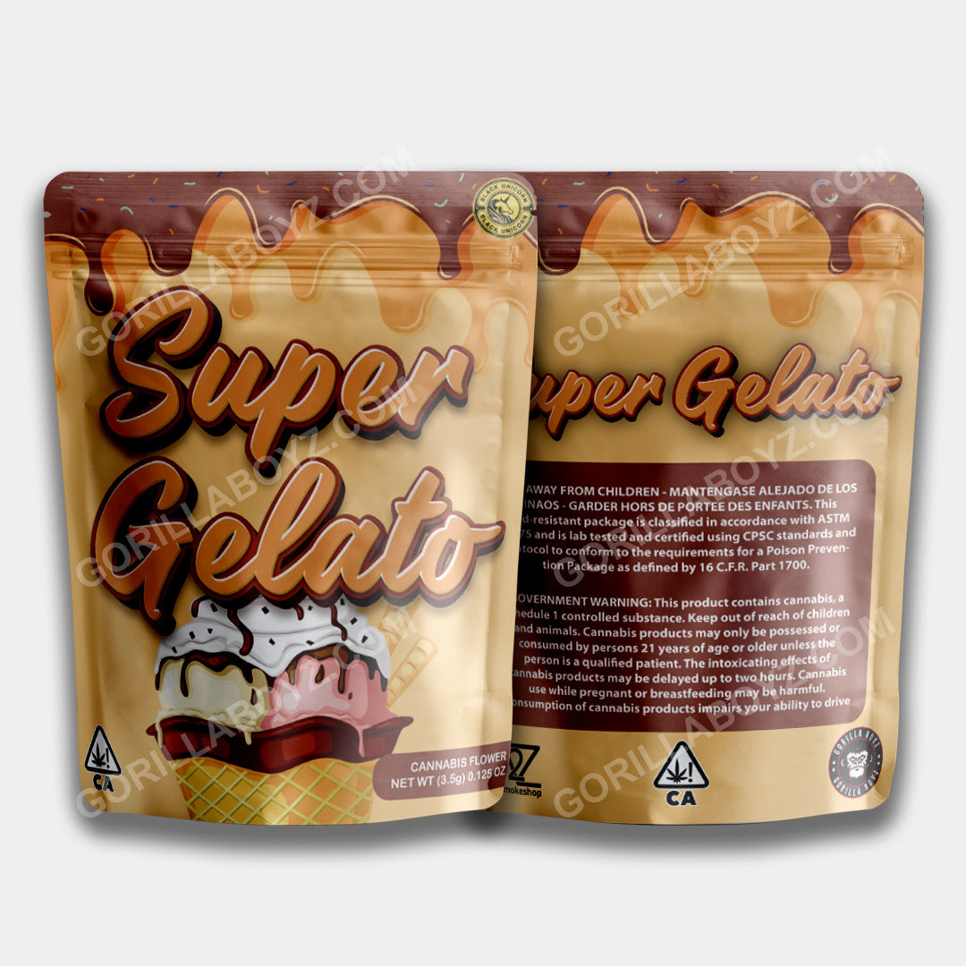Mylar Bags 3.5 Grams Super Gelato | Smell-Proof Ziplocks – Gorilla Boyz Inc