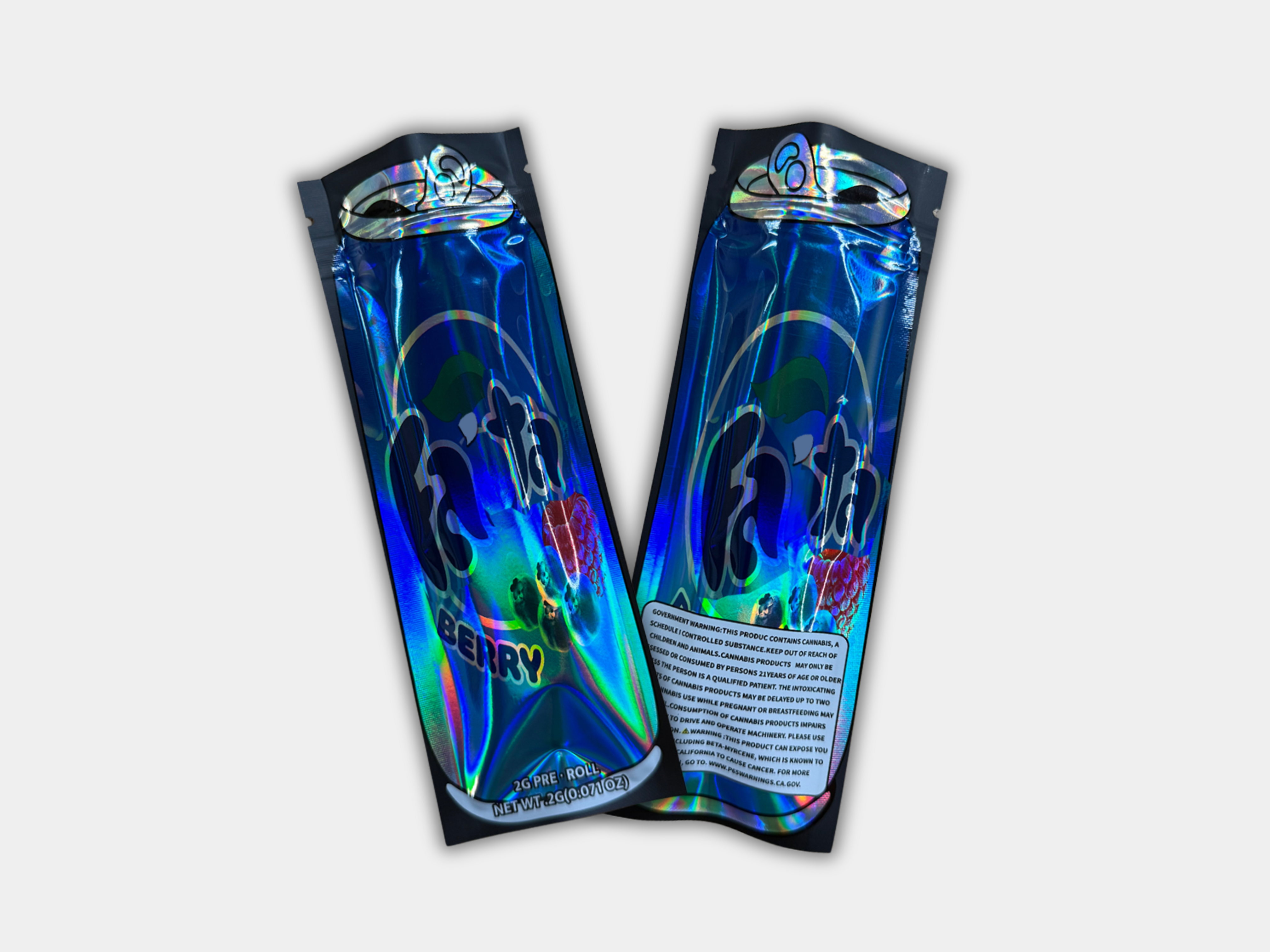 Fata Blueberry Holographic Empty Pre Roll Packaging 2 Grams | Smell ...
