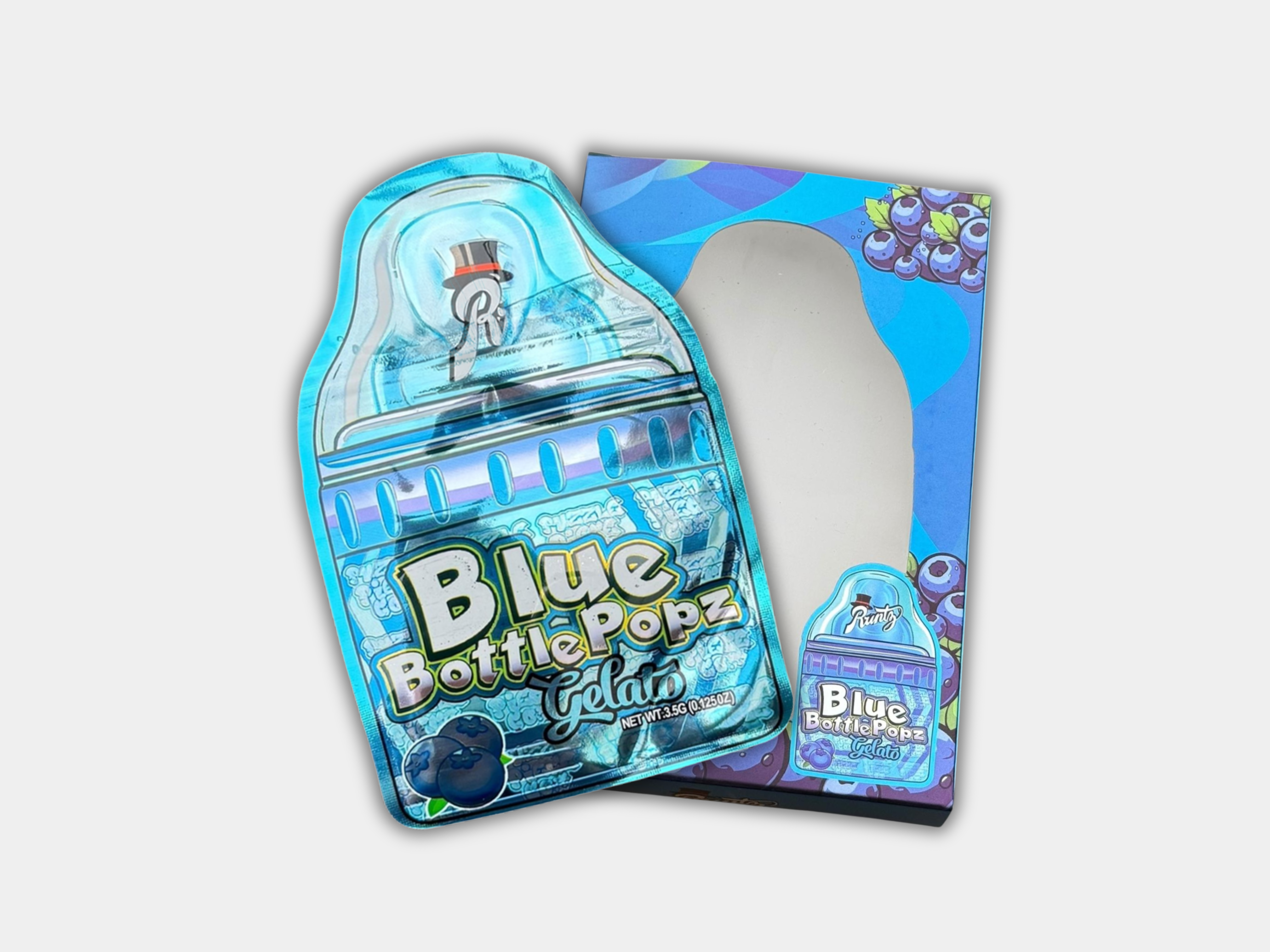 Blue Bottle Popz Gelato Mylar Bag + Matching Box | 3.5G Combo – Gorilla ...