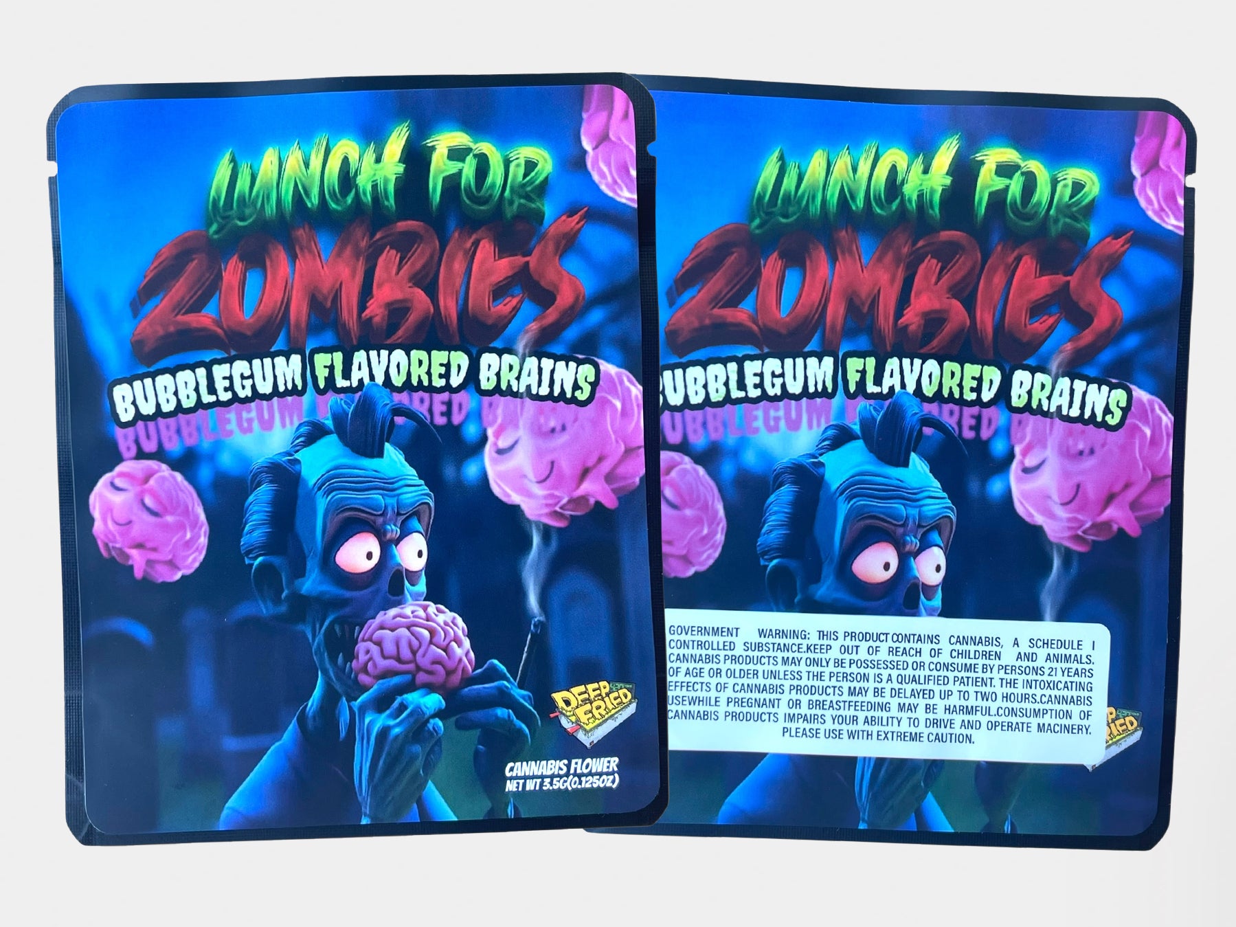 Deep Fried Lunch For Zombies Bubblegum Brains Sticker Mylar Bag 3.5G ...