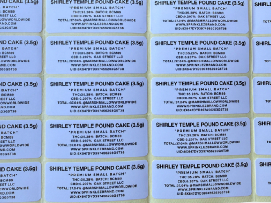 Shirley Temple Pound Cake 3.5G Sprinkelz Mylar Bag | Label ...