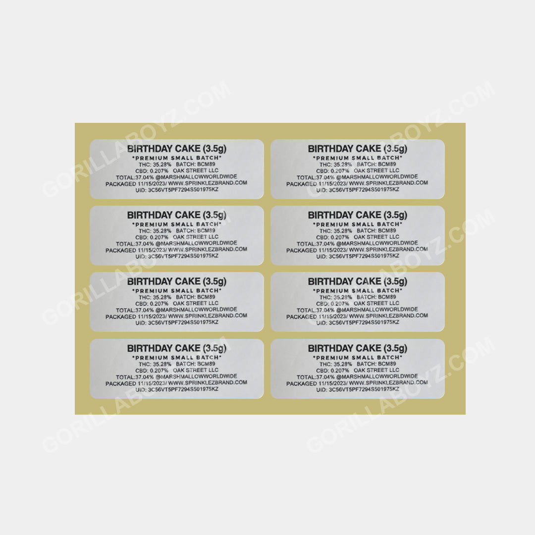 Birthday Cake 3.5 Gram Mylar Bag (Frosted/Sandy Material) with Stickers ...