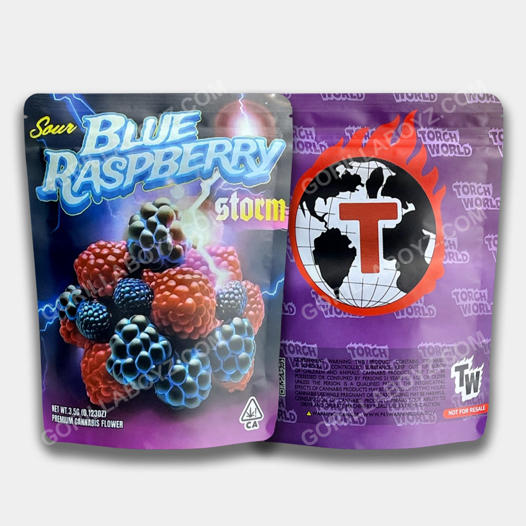 Blue Raspberry Storm Mylar Bag 3.5g | Smell Proof – Gorilla Boyz Inc