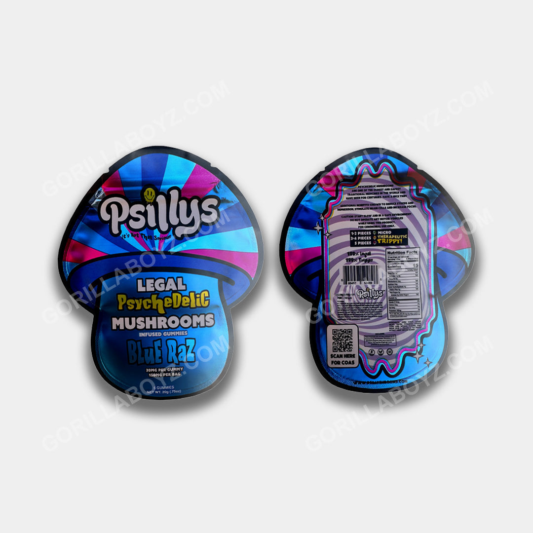 Psillys Blue Raz Mylar Bag 150 MG | Smell-Proof Ziplocks – Gorilla Boyz Inc