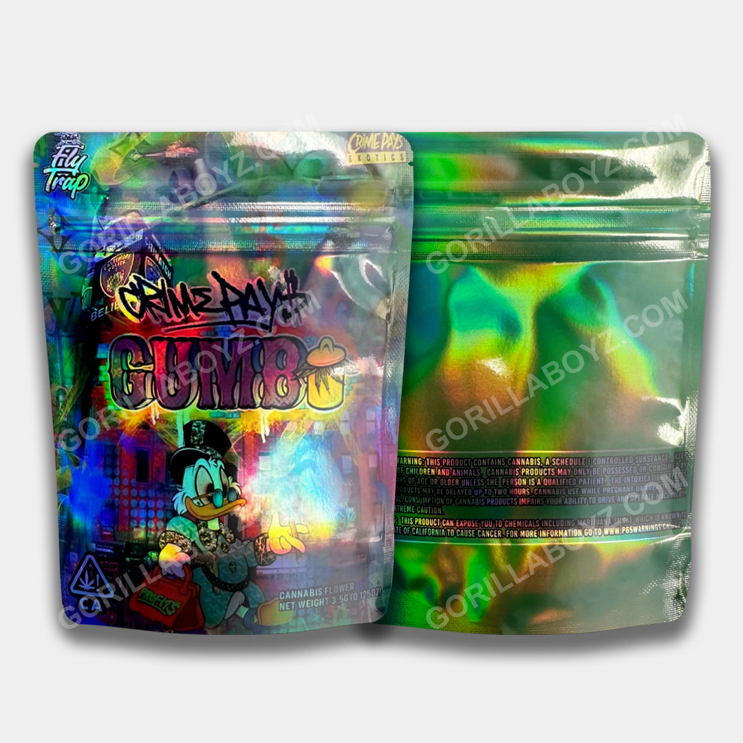 Crime Pays Gumbo Mylar Bag 3.5 Grams | Moisture-Resistant Ziplocks ...