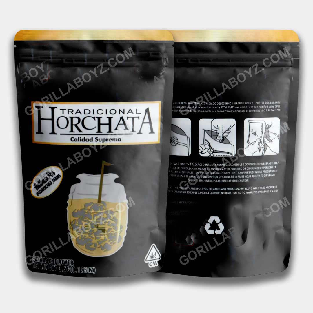Mylar Bags 3.5 Grams Traditional Horchata | Smell Proof Ziplocks ...
