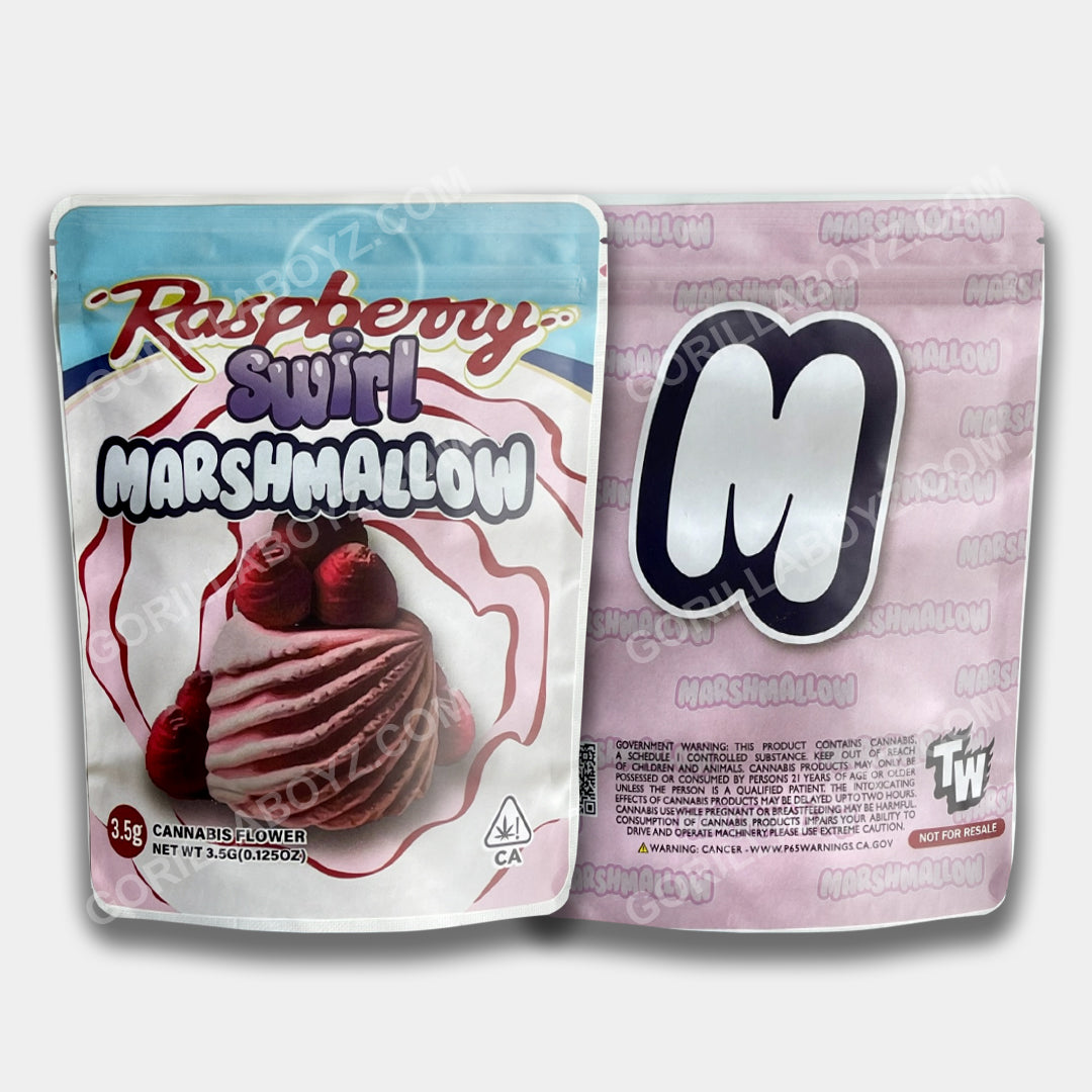 Raspberry Swirl Marshmallow (Soft Sticker Material) Mylar Bag 3.5 Grams ...