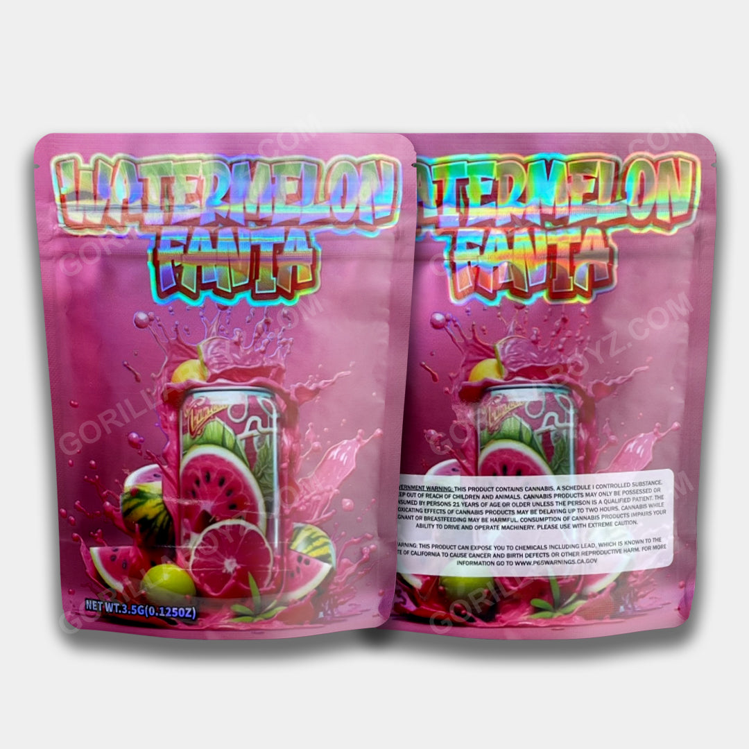 Watermelon Fanta Mylar Bag 3.5 Grams | Smell Proof – Gorilla Boyz Inc