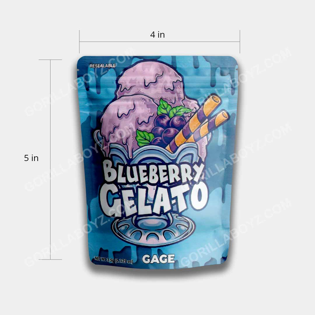 Mylar Bags 3.5 Grams Blueberry Gelato | Smell Proof Ziplock Packaging ...