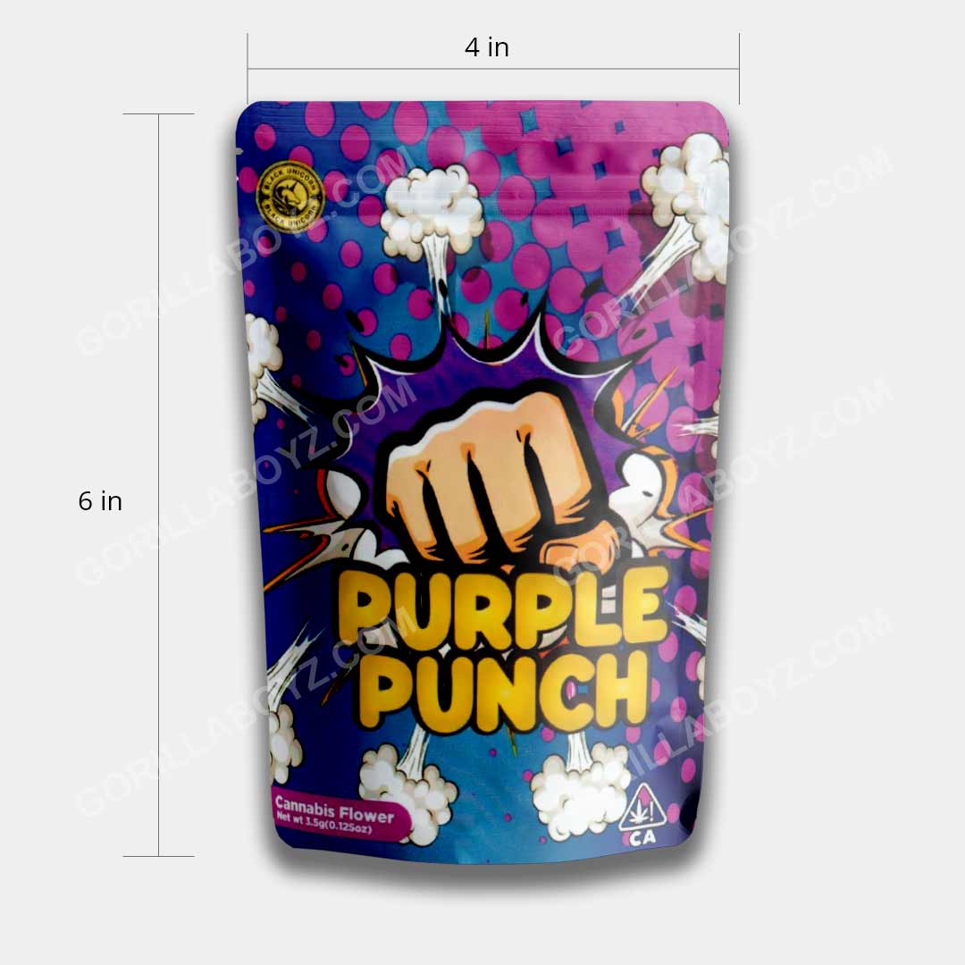 Mylar Bags 3.5 Grams Purple Punch | Smell Proof Ziplock Packaging ...