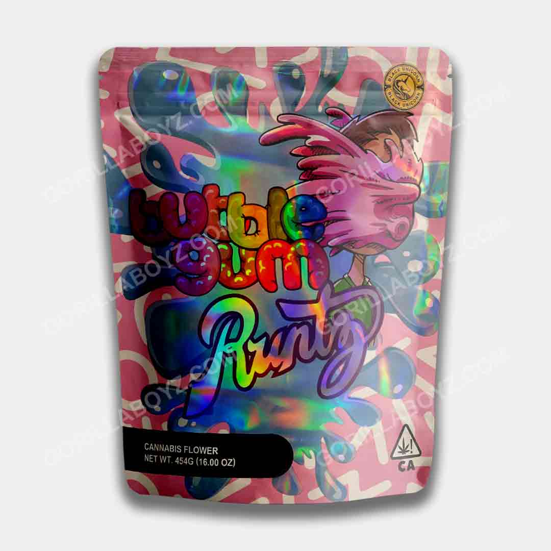 Mylar Bags 16 oz Bubblegum Runtz | Smell Proof Ziplock Packaging ...