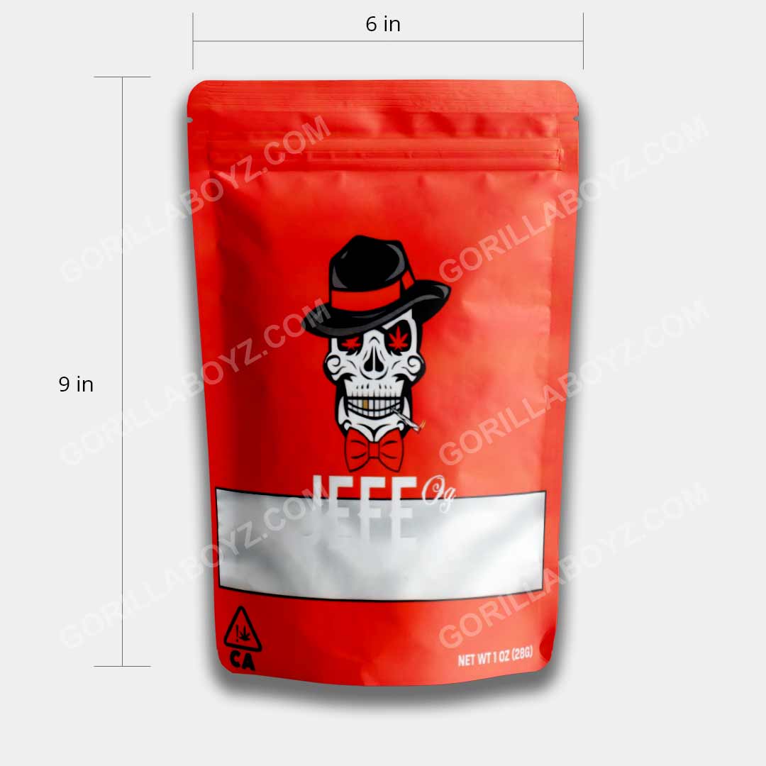 Mylar Bags 1 oz Cookies Jefe | Smell Proof Ziplock Packaging – Gorilla ...