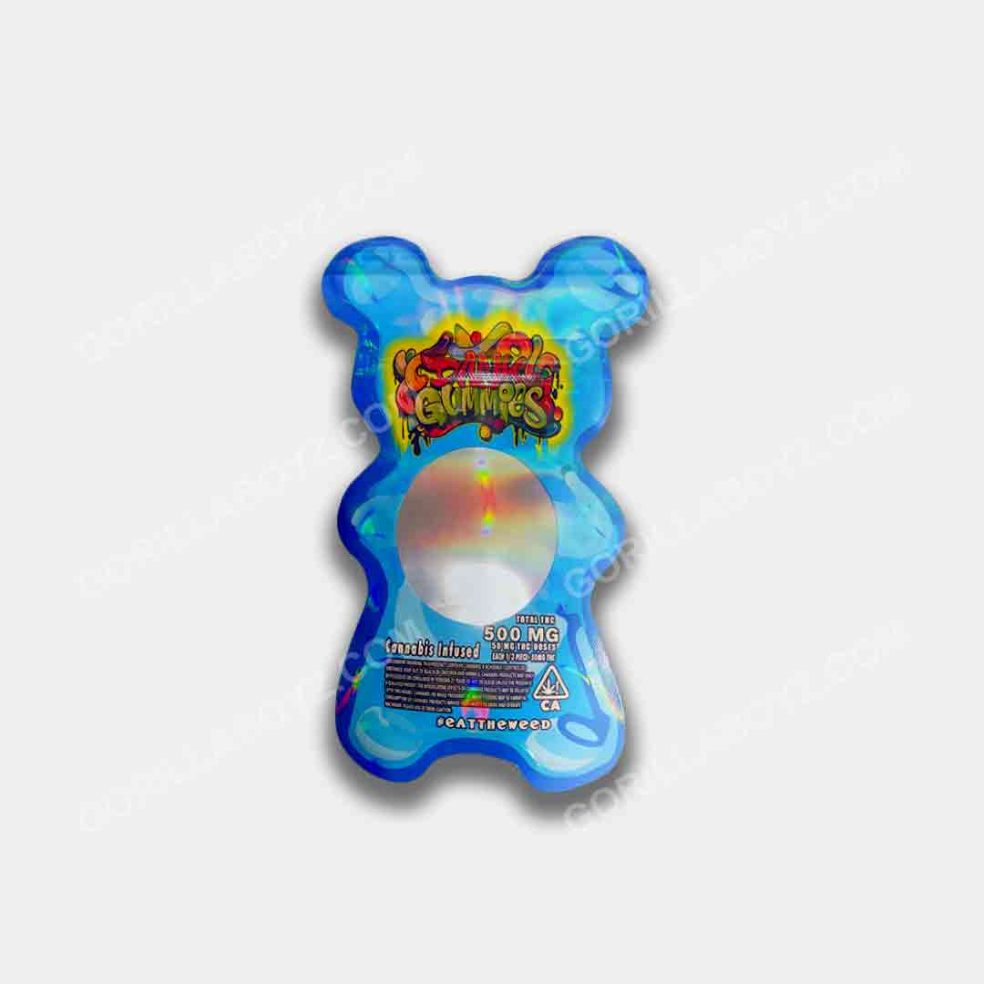 Edible Mylar Bags 500 mg | Dank Gummies Blue (3D) | Ziplocks – Gorilla ...