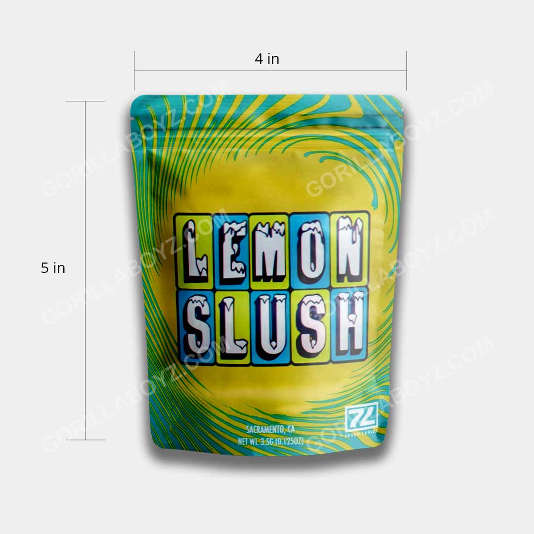 Mylar Bags 3.5G Lemon Slush | Smell Proof Ziplock Packaging – Gorilla ...