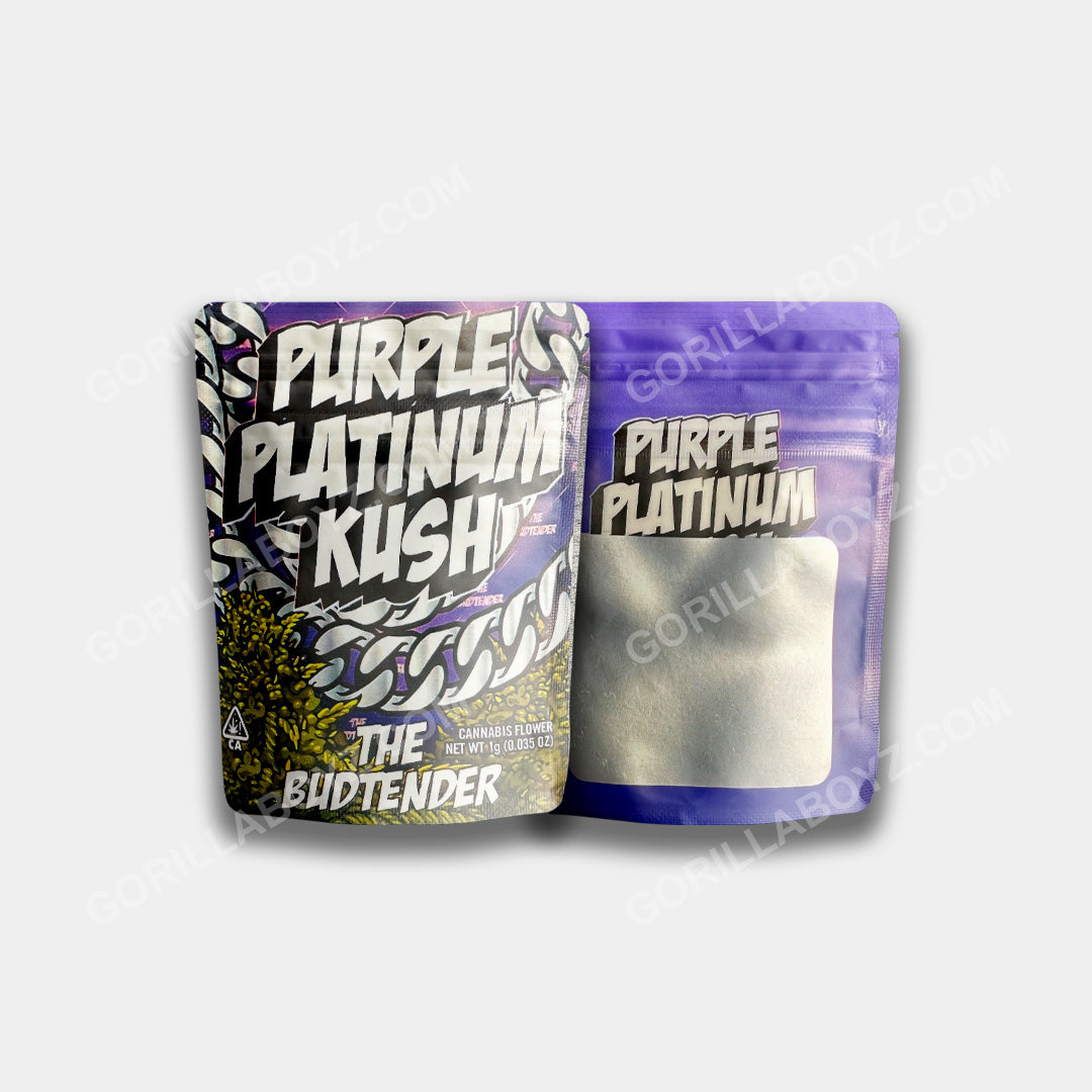 Mylar Bags Purple Platinum Kush | 1 Gram | Smell-Proof Ziplocks ...