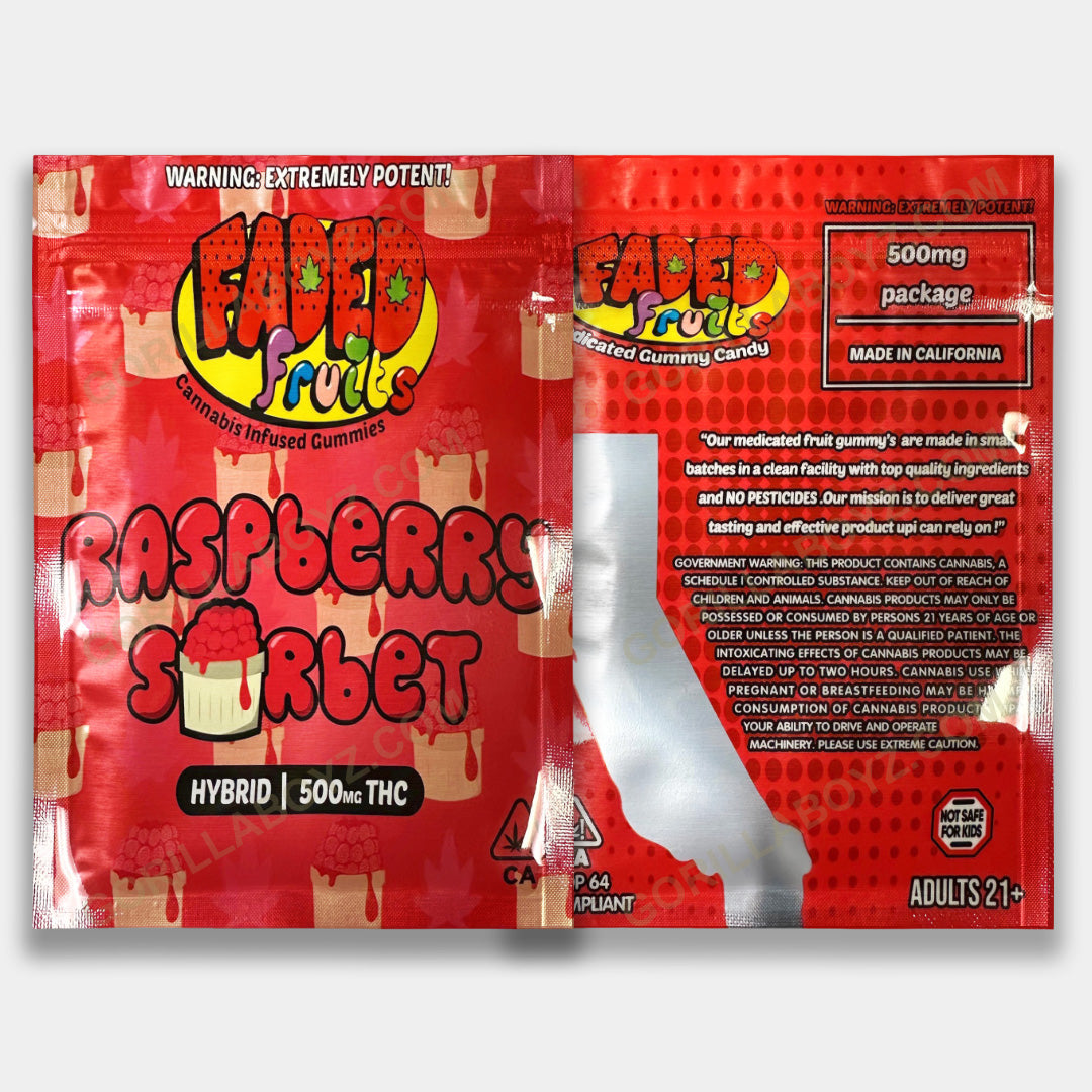 Mylar Bags 500 mg Raspberry Sherbert | Edible or Herb Storage – Gorilla ...