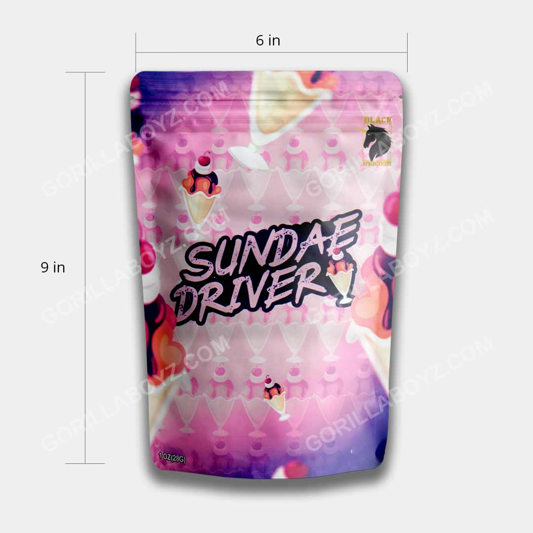 Mylar Bags 1 oz Sundae Driver | Smell Proof Ziplock Packaging – Gorilla ...